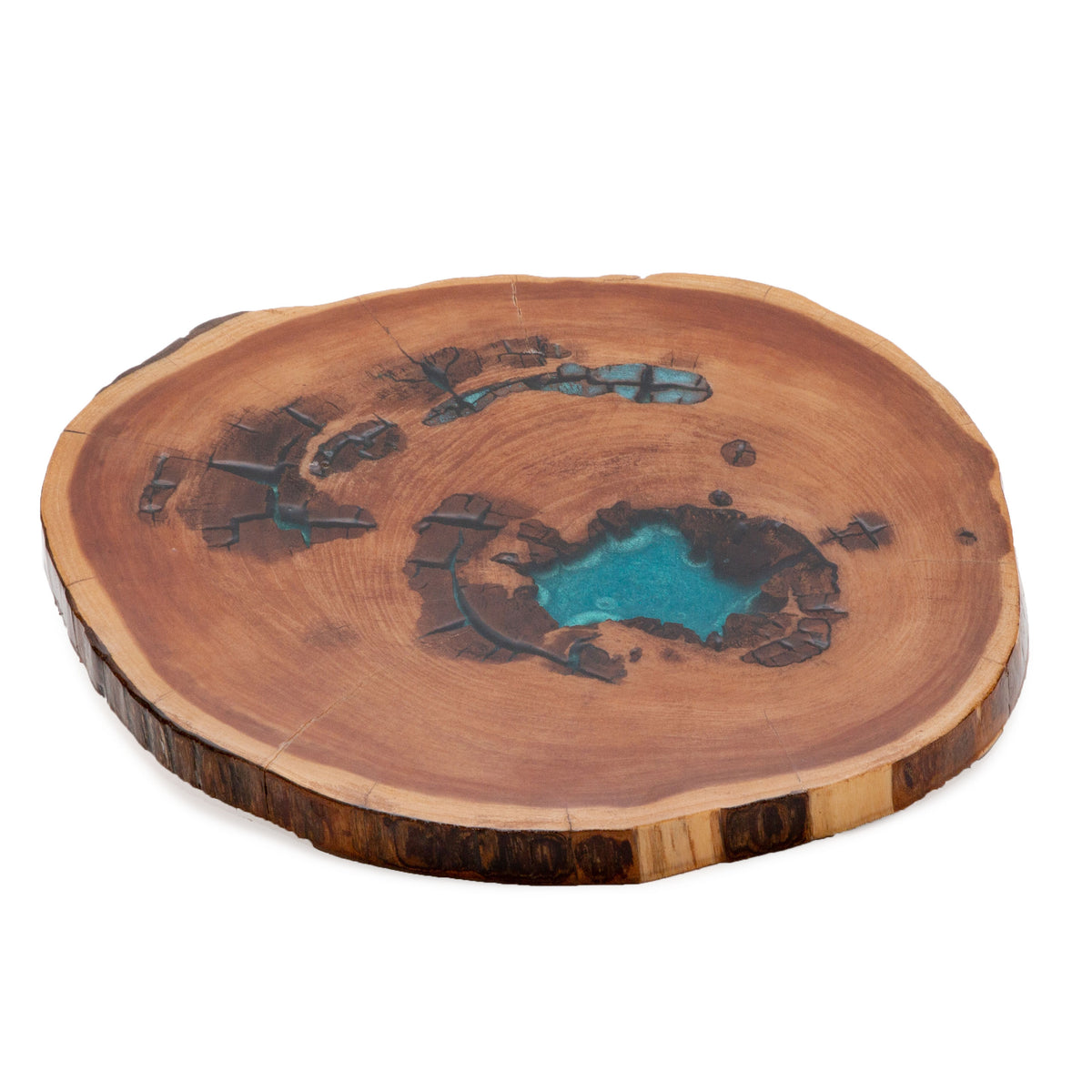 Turquoise Resin Art Centerpiece - Old Town Timber
